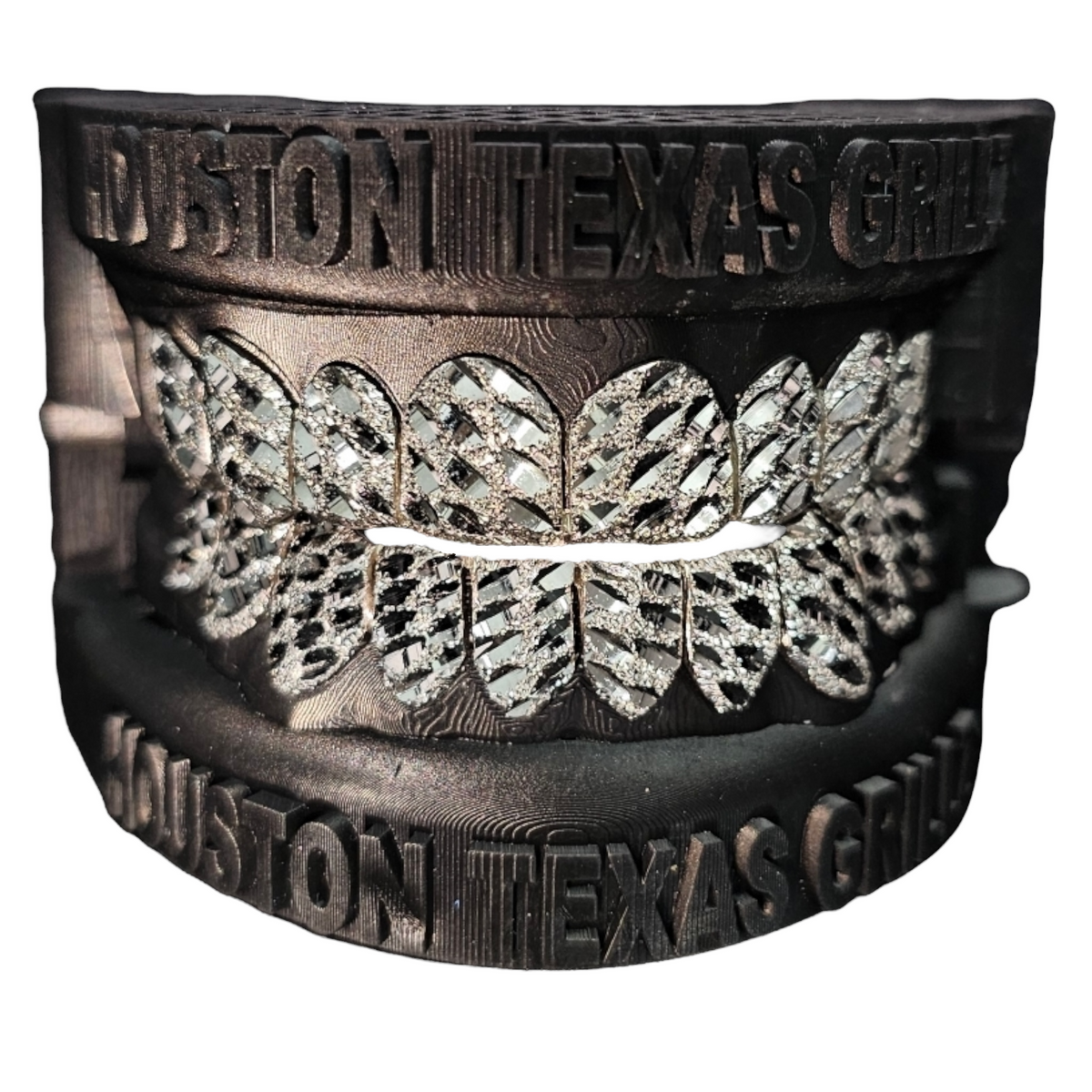Exclusive Custom made Diamond Dust With Cheetah Cuts Gold Teeth Grillz ...