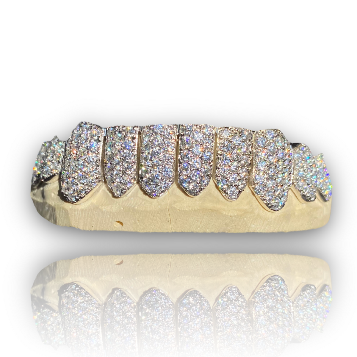 Custom Solid 10k Yellow/White Gold Bustdown Iced out Diamond Grillz ...
