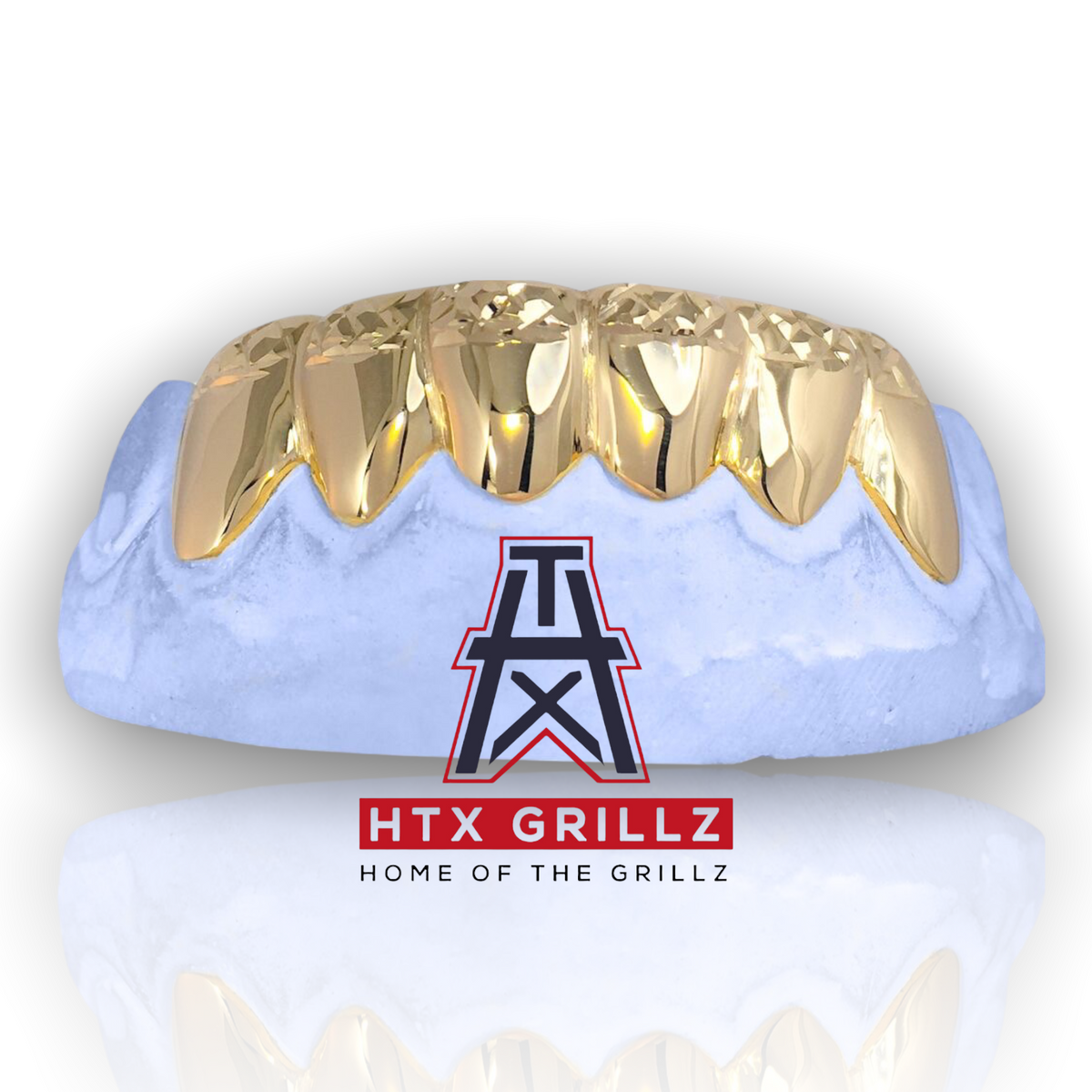 Custom Solid 6 Pc Grill W/ Diamond Cut Tips – Houston Texas Grillz