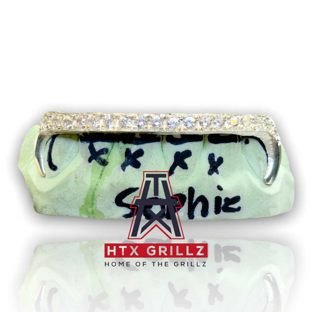 Custom 6 or 8 Piece Solid Iced Out Diamond Bar Grillz – Houston Texas ...