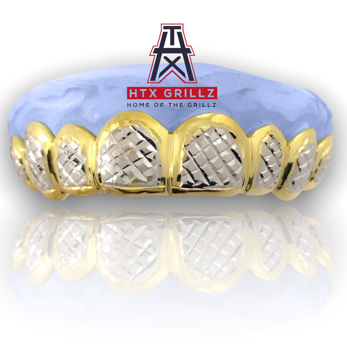 Custom Diamond Cut Two Tone Gold Grillz 8pc – Houston Texas Grillz