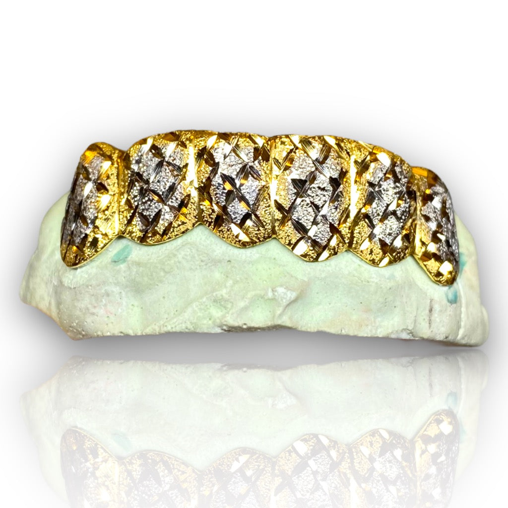 Custom 6 Two-Tone Grill With Diamond Dust & Diamond Cuts – Houston ...